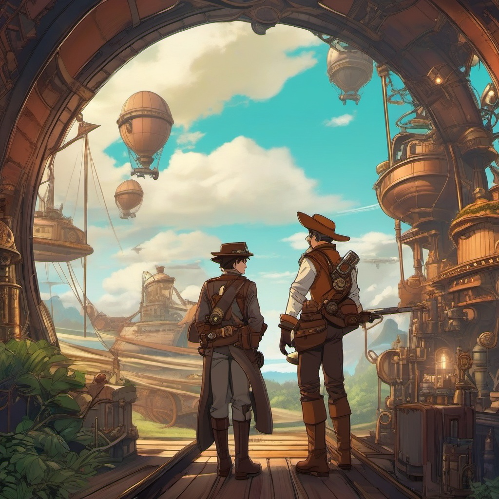 Adventurous steampunk explorer and inventive explorer