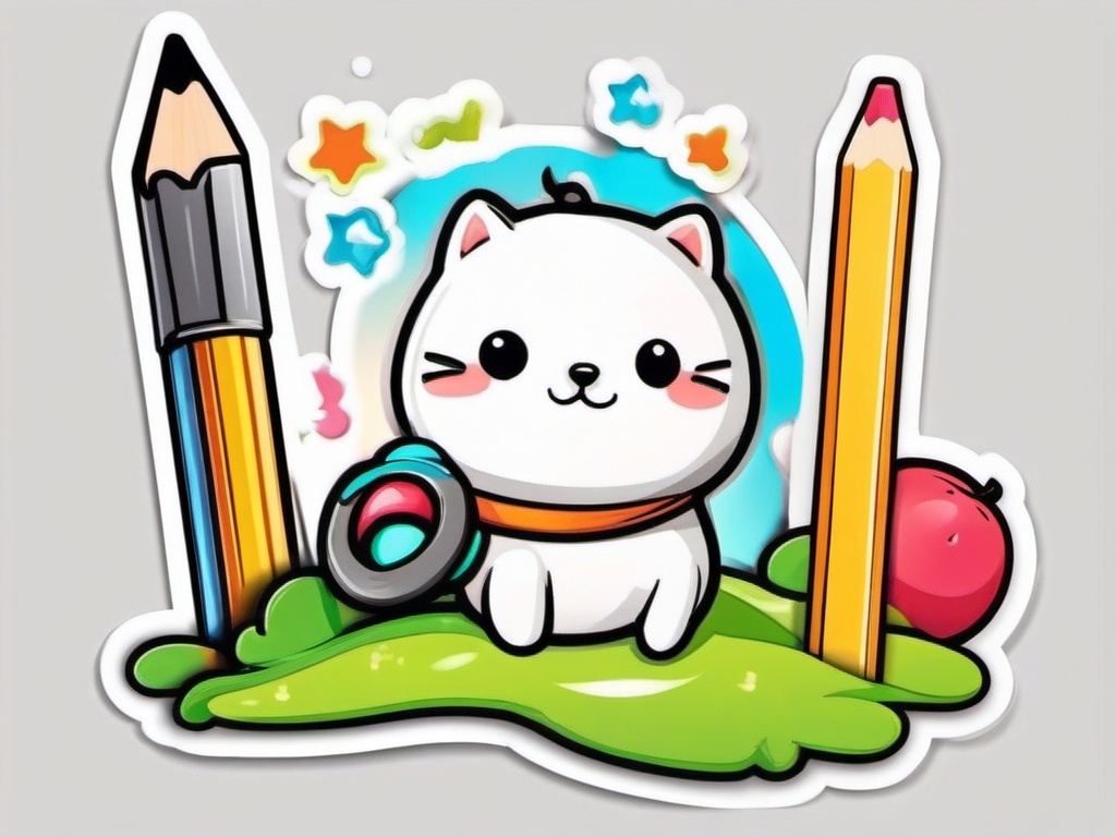 Cute Pencil Sticker- Drawing Time Cuteness, , Color Sticker