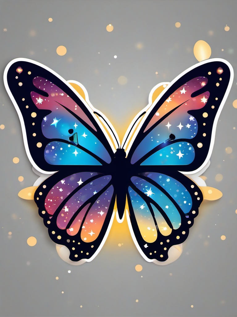 Butterfly And Stars Sticker - Butterfly Surrounded By