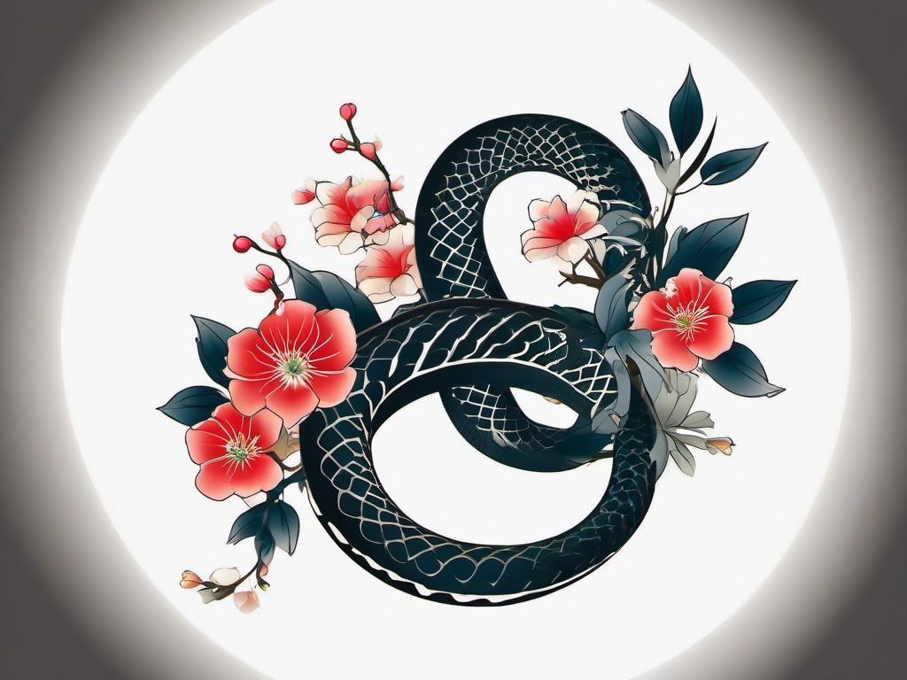 Japanese Snake And Flower Tattoo Designs - Snake With