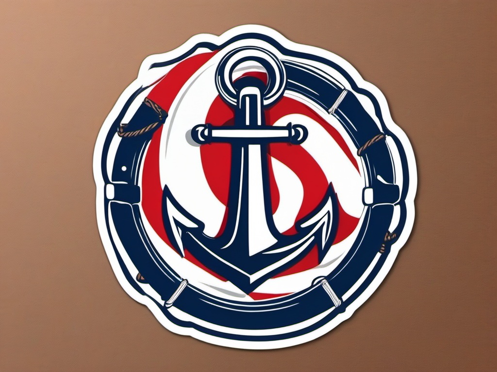 Anchor And Lifebuoy Sticker - Nautical Anchor With A