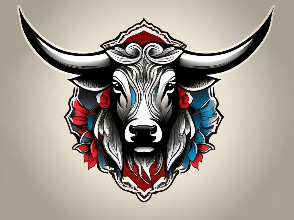 American Traditional Taurus Tattoo Simple Vector Color