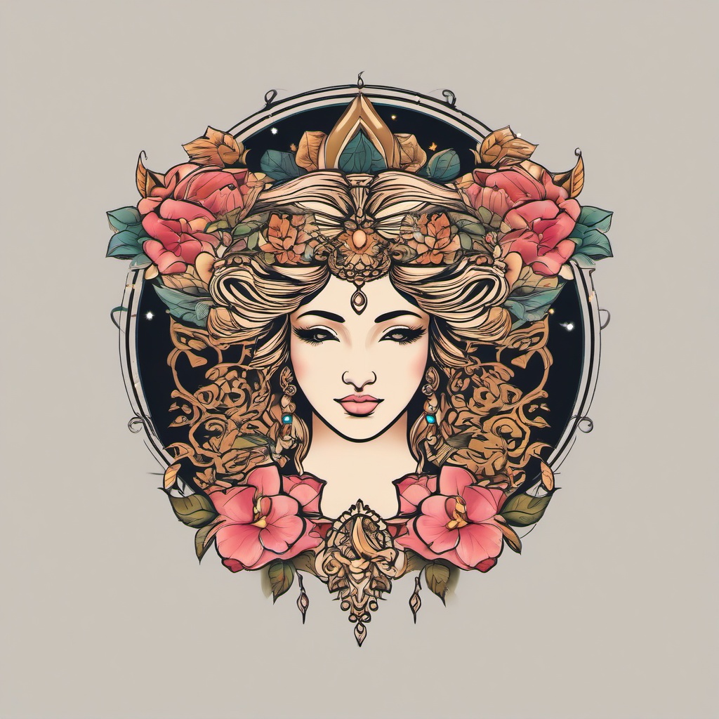 Aphrodite Taurus Tattoo Simple Vector Color Tattoo