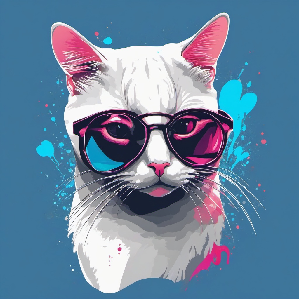 Beluga Cat With Glasses , Vector Art, Splash Art, T Shirt