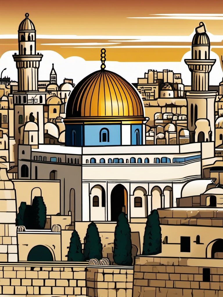 Jerusalem Clipart - Western Wall And Dome Of The Rock In