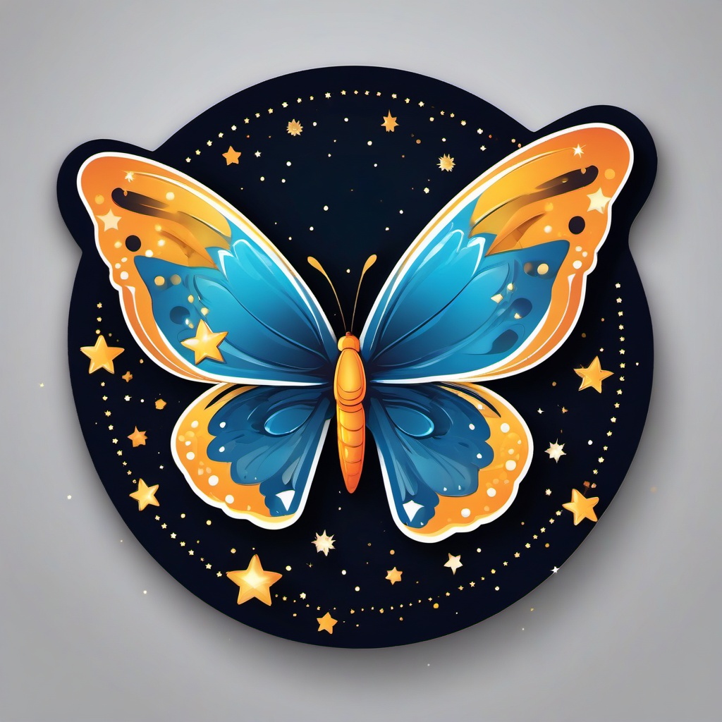 Butterfly And Stars Sticker - Butterfly Surrounded By