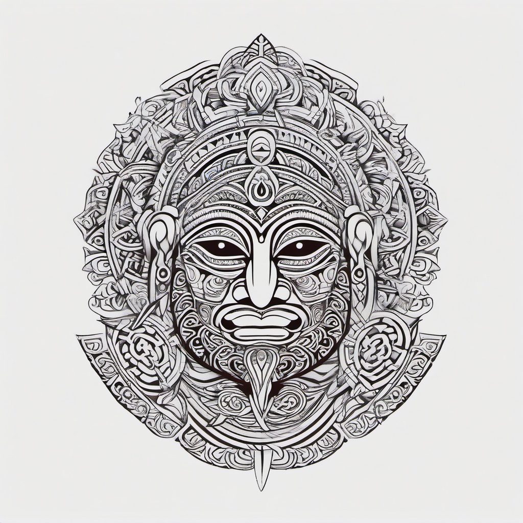 Maori God Tattoo Simple Color Tattoo,minimalist,white