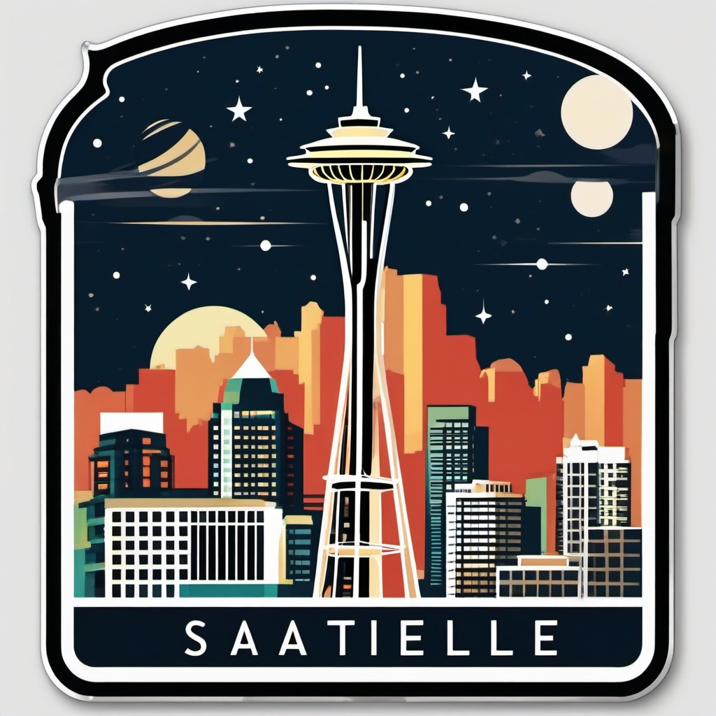 Space Needle Seattle Sticker- Iconic Observation Tower In