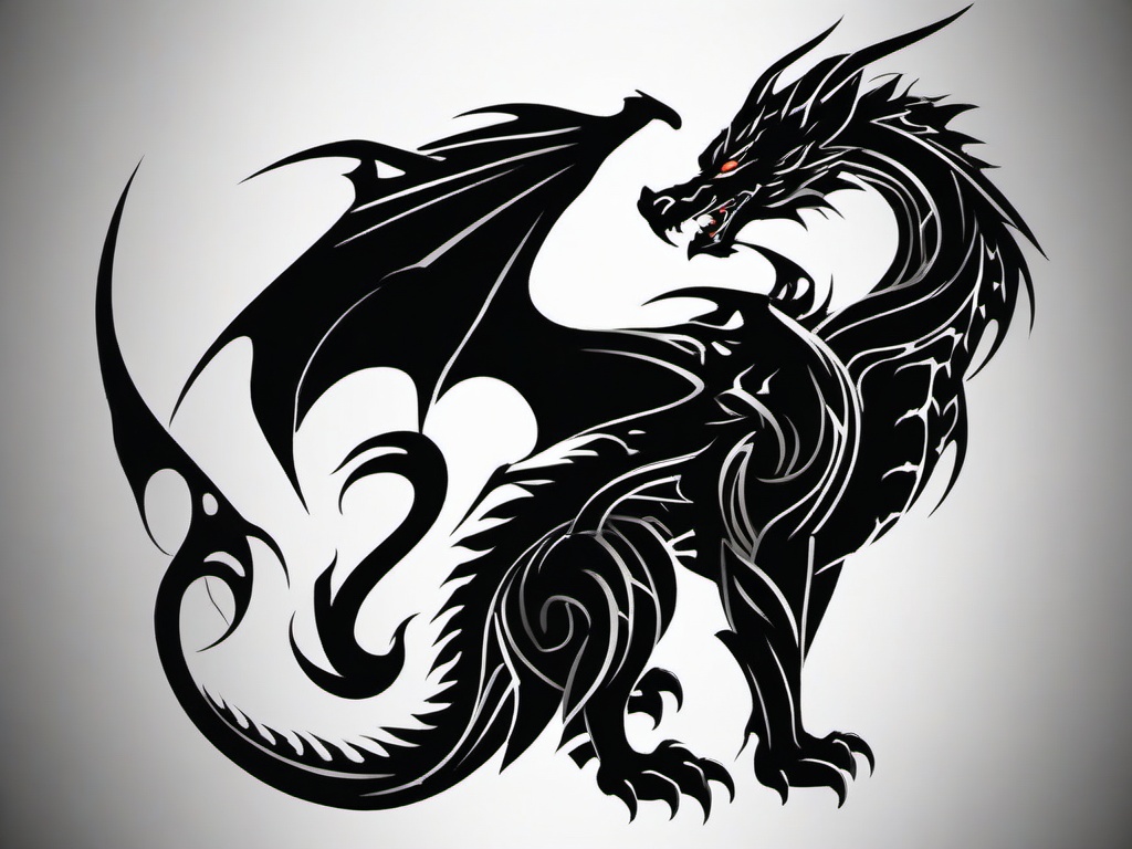 Blackout Dragon Tattoo - Striking Tattoo Featuring A Dragon