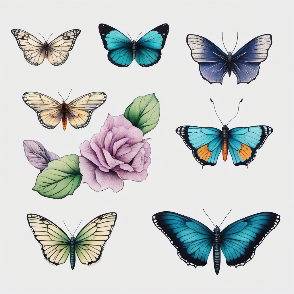 Cabbage Butterfly Tattoo Simple Color Tattoo, Minimal,