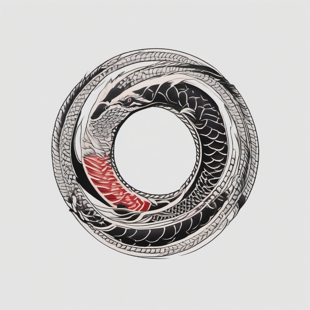 Japanese Ouroboros Tattoo Simple Color Tattoo,white