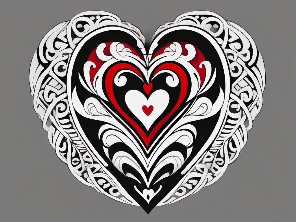 Maori Heart Tattoo Simple Color Tattoo,minimalist,white