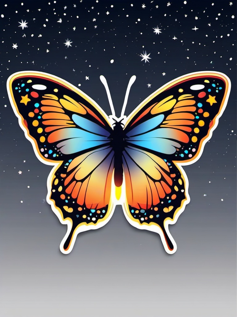 Butterfly And Stars Sticker - Butterfly Surrounded By