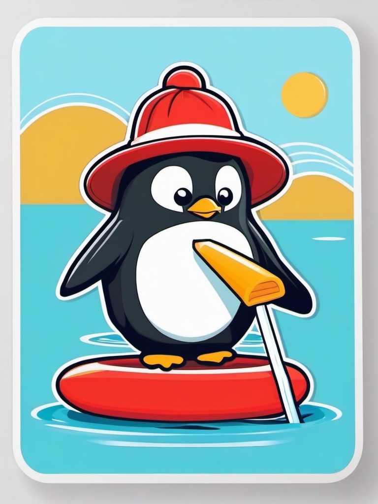 Penguin Lifeguard Sticker - A Responsible Penguin Lifeguard