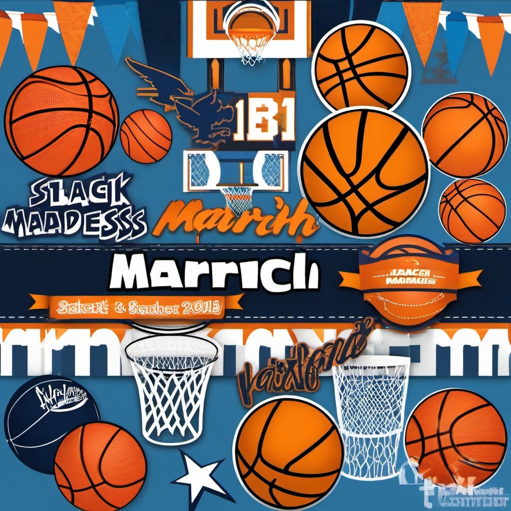 March Clipart - March Madness Basketball Theme With