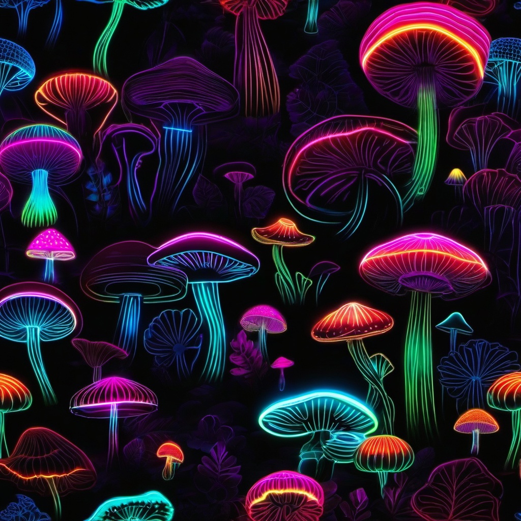 Neon Background Wallpaper - Neon Mushroom Wallpaper