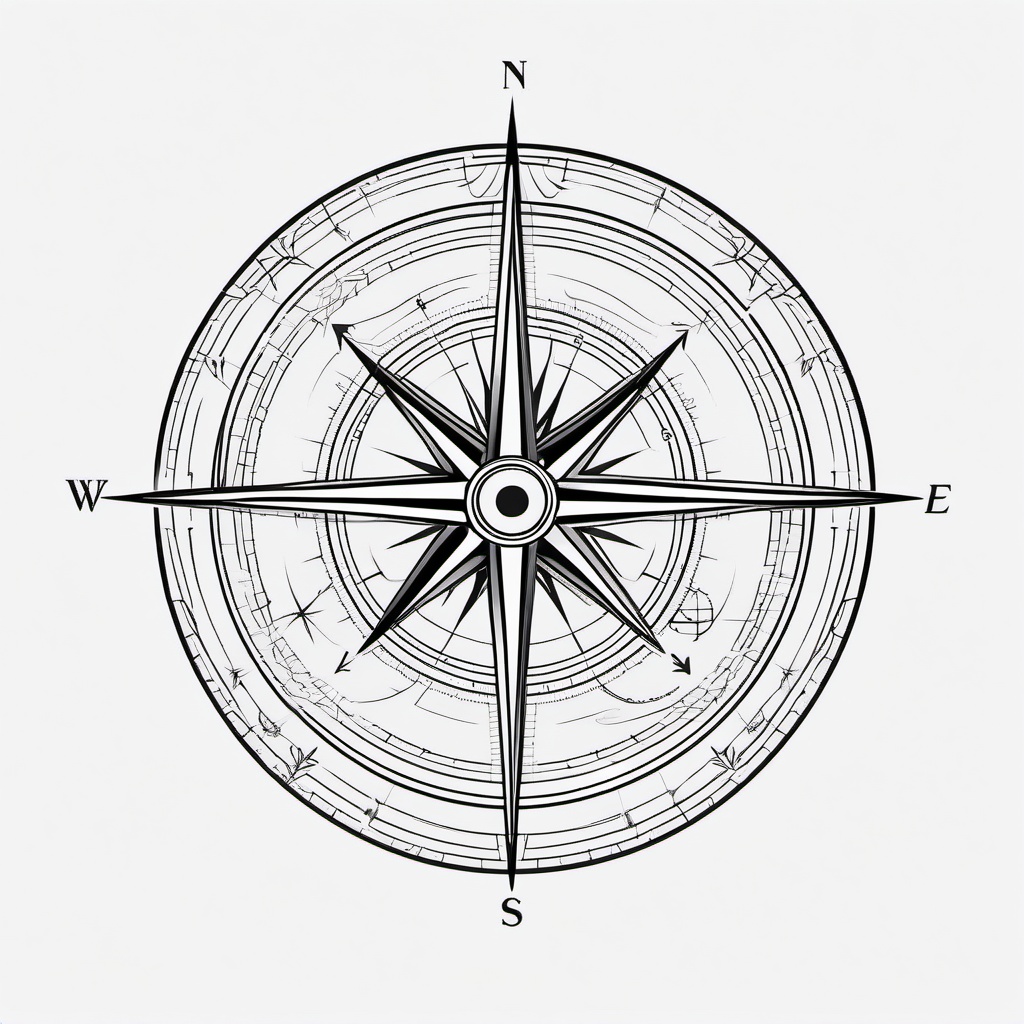 Fine Line Compass Tattoo - Compass Design Created With Fine