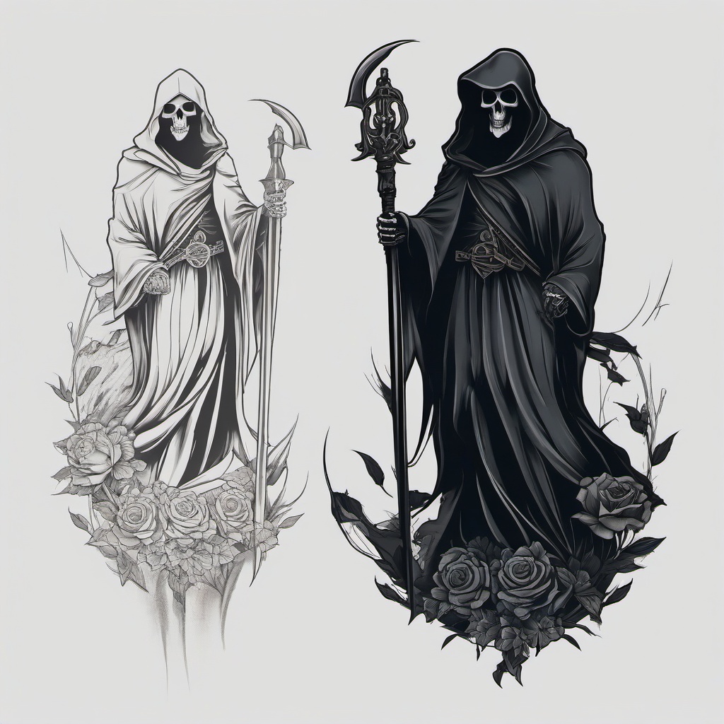 Irish Grim Reaper Tattoo Simple Color Tattoo,minimal,white